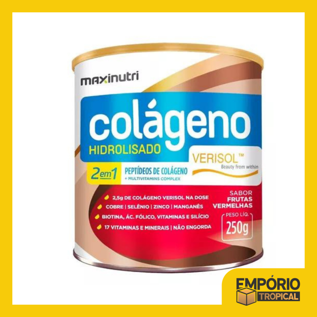 Colágeno Hidrolisado 2 Em 1 Verisol Sabor Frutas Vermelhas Em Lata De 250g | Shopee Brasil