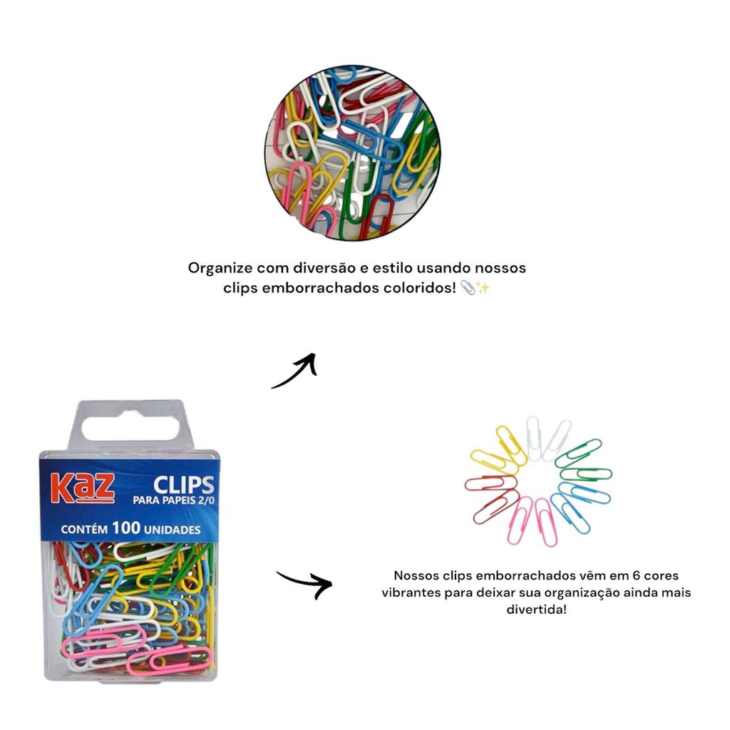 Clips Colorido Nº 2/0 Com 600 unidades e 300 Unidades 100 Unidades ...