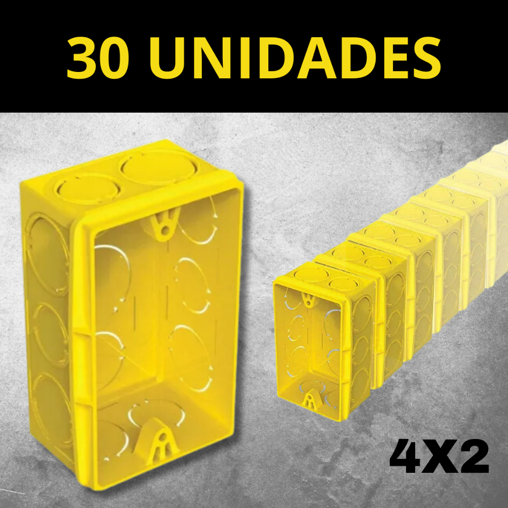 30 Caixa De Luz 4x2 Amarela Obras Construção Reformas Tomadas Caixa pra ...
