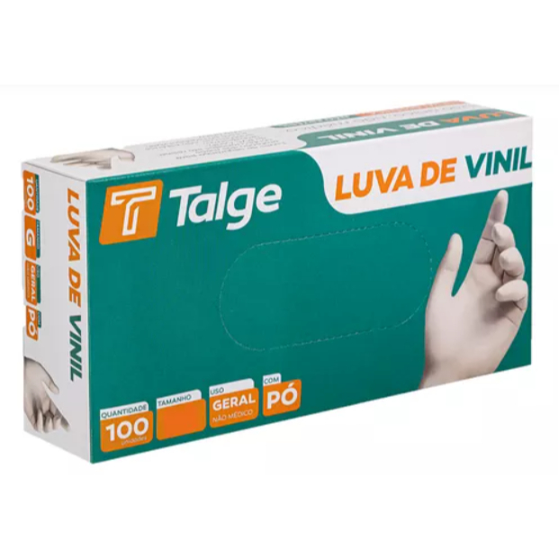 Luva de Vinil Com Pó Talge - 100 unidades | Shopee Brasil