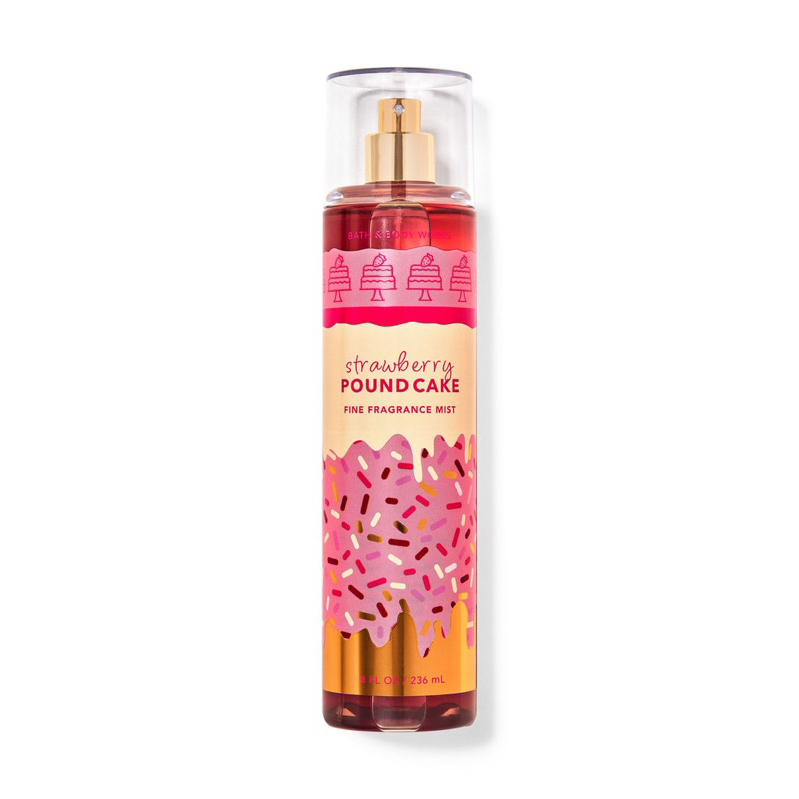 Nova Embalagem Strawberry pound cake- body splash - bath & body works ...