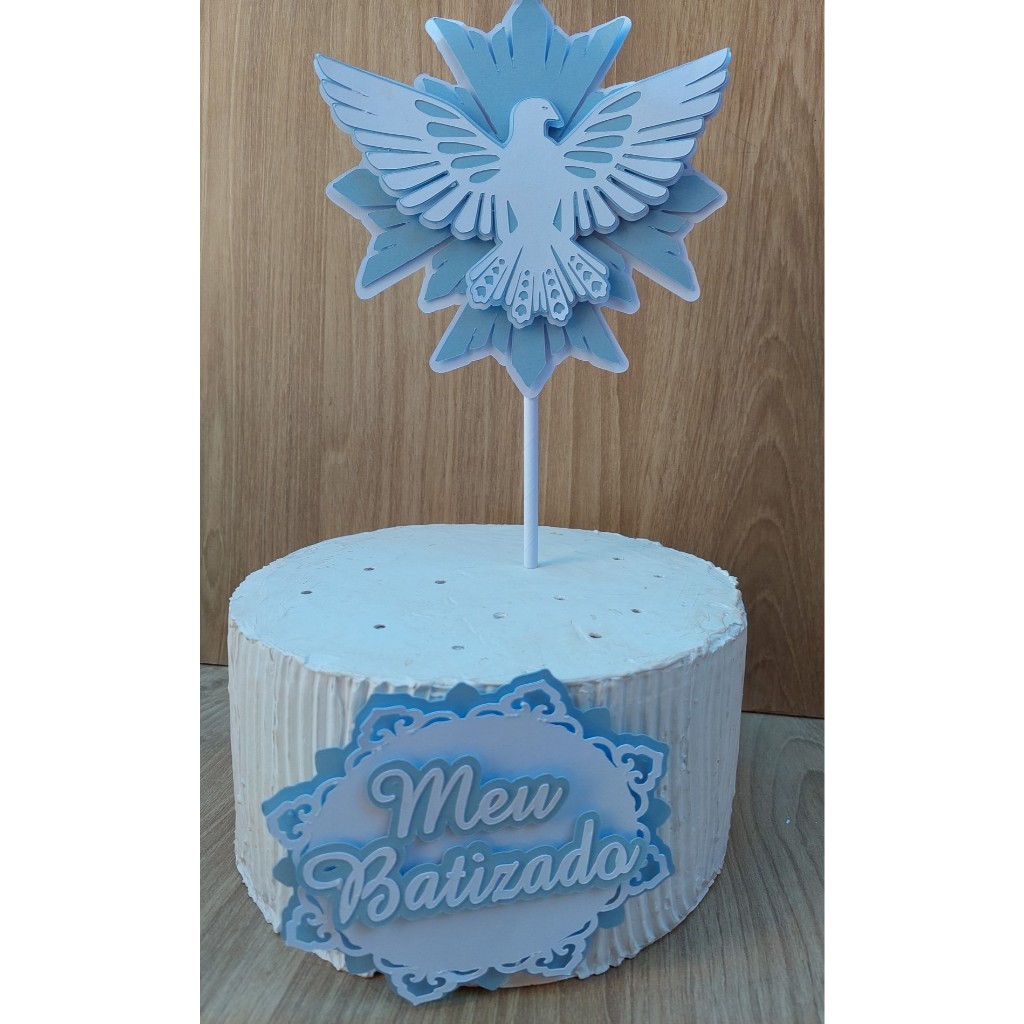 Topo/Topper de bolo Meu Batizado - Batizado Divino Batismo | Shopee Brasil
