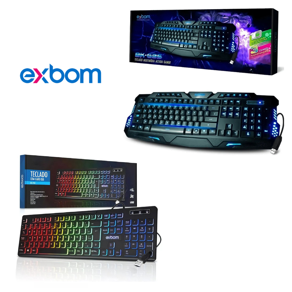 Teclado Gamer RGB Com LED Iluminação Colorido Com Fio ABNT2 (Com a ...