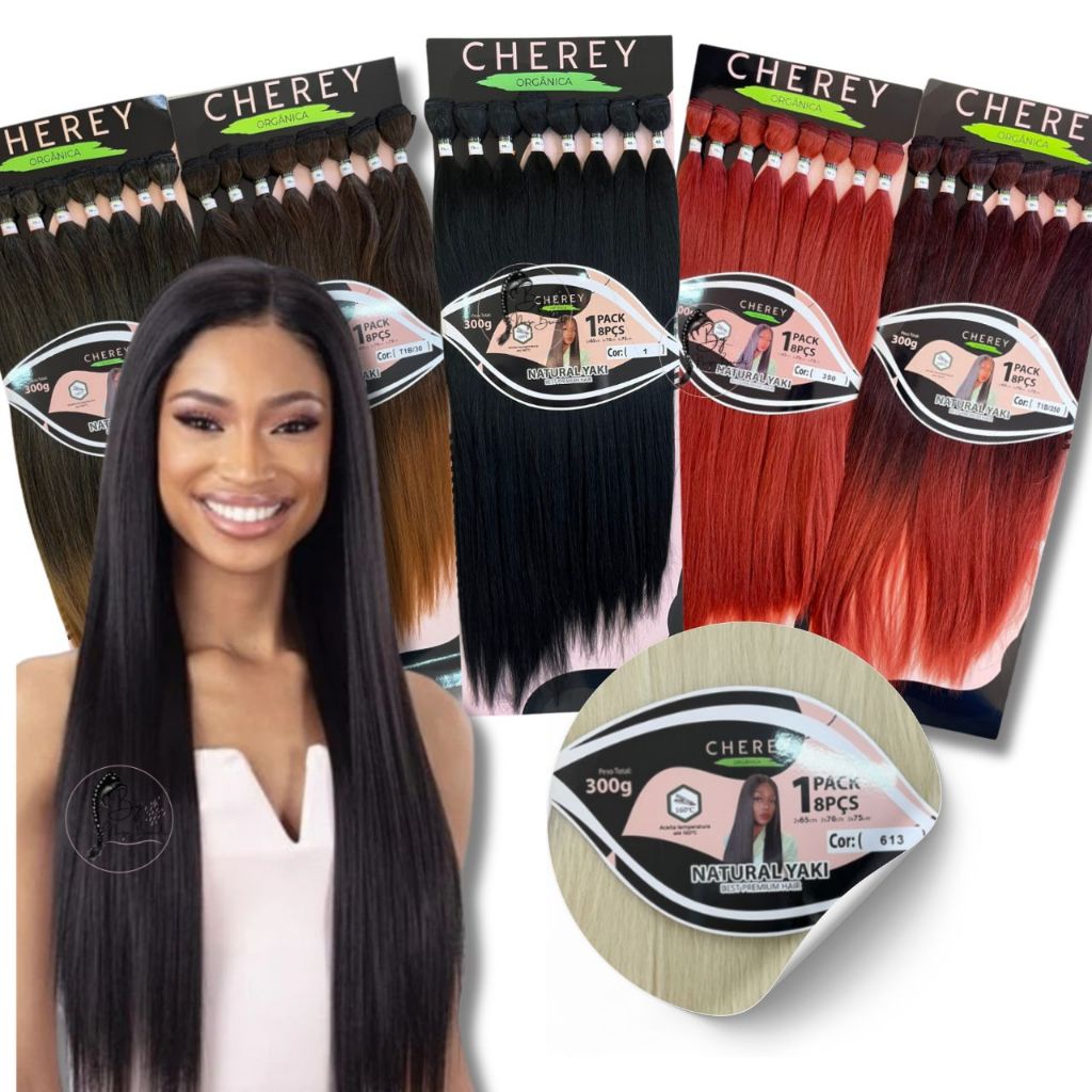 Cabelo Orgânico Liso Premium Yaki Entralace Cherey 300g | Shopee Brasil