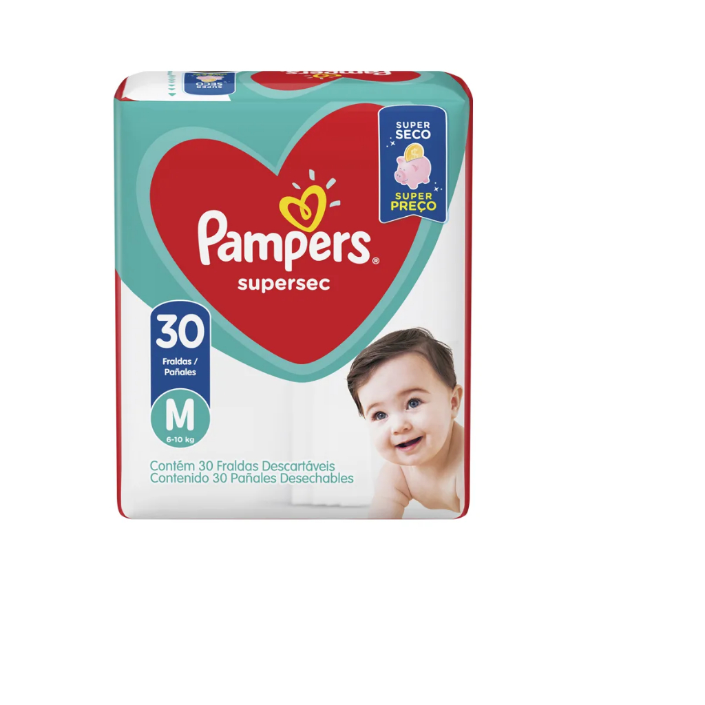 Fralda Pampers Supersec Mega TAMANHO M 30 unidades E XXG COM 14 ...