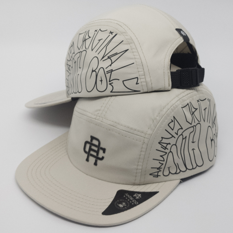 Boné Anth Co 5P Five Panels Strapback Draw Bege | Shopee Brasil