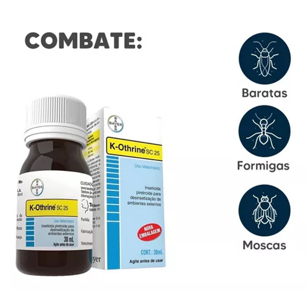 Contra Formigas Mosquitos Baratas K-othrine Sc 25 Bayer 30ml | Shopee ...