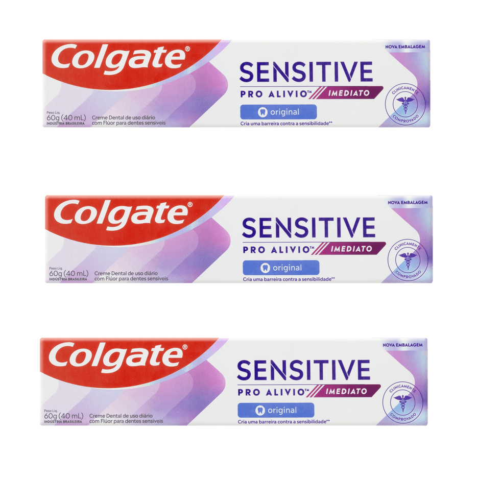 Kit Promocional com 3 Creme Dental Colgate Sensitive Pro Alivio ...