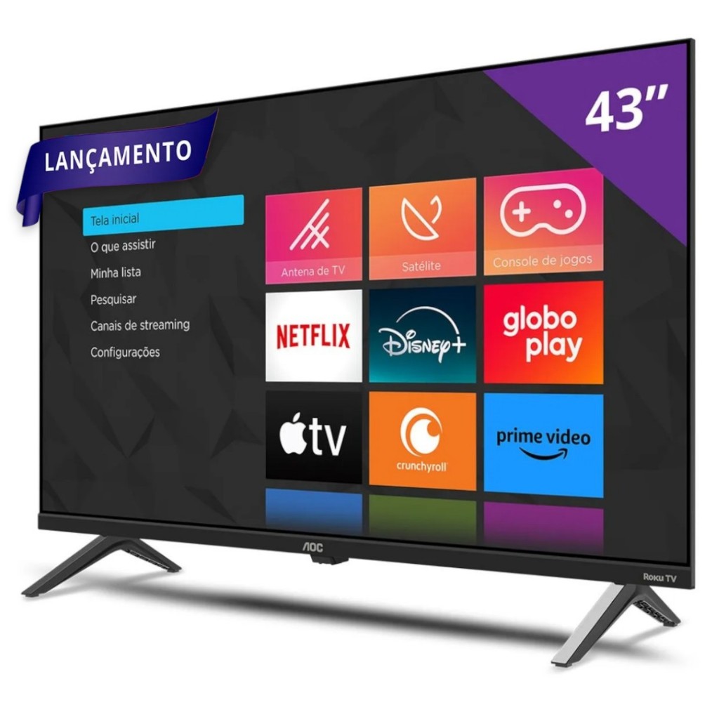 Smart Tv 43 polegadas AOC Streaming Full Hd Dual Band Roku Preta Bivolt | Shopee Brasil