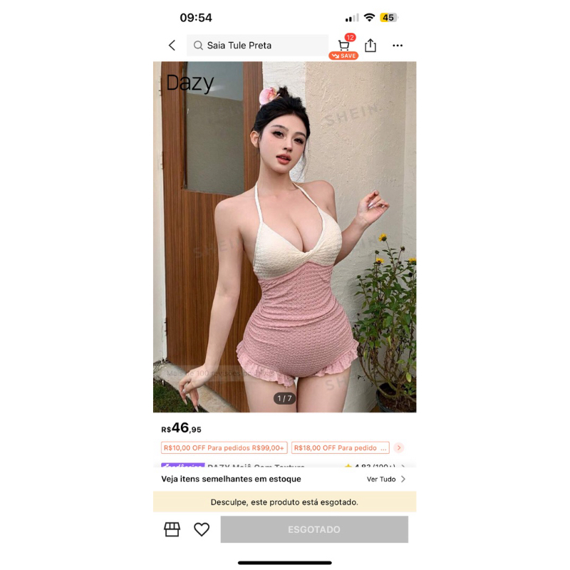 Maio rosa Dazy SHEIN (M) | Shopee Brasil