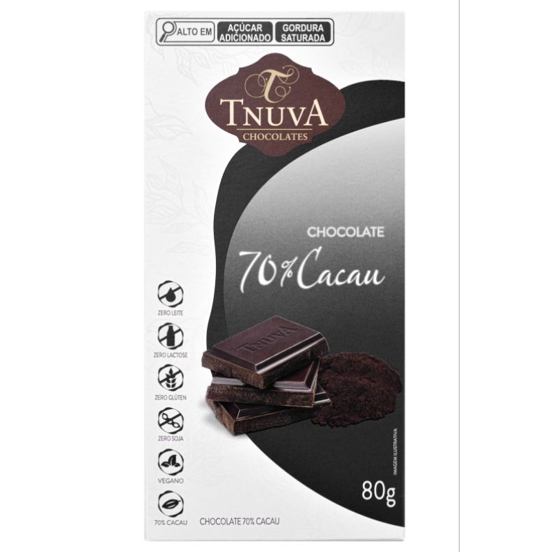 CHOCOLATE 70% CACAU 80G Vegano - Tnuva - sem Leite, sem Glúten, sem ...