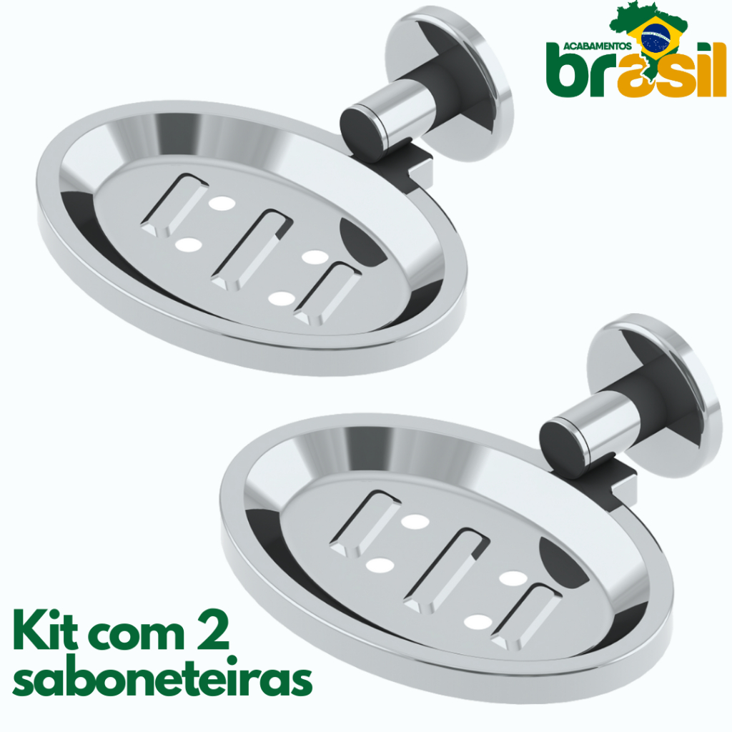 Kit 2 Saboneteiras Aço Inoxidável Prata – Porta Sabonete para Banheiro ...