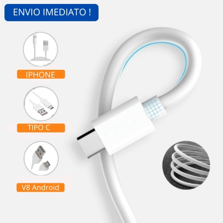 Kit Cabo Turbo p/ Carregar Celular Tipo C , V8 Android e IPhone IOS | Shopee Brasil