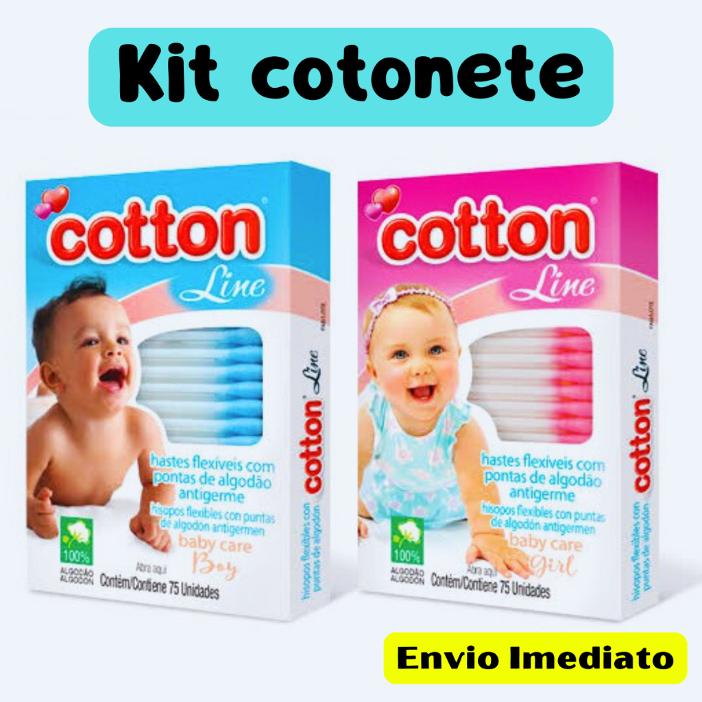 Kit Cotonete Cotton Line 225 Unidades e 500 Unidades/ Limpeza Ouvido ...