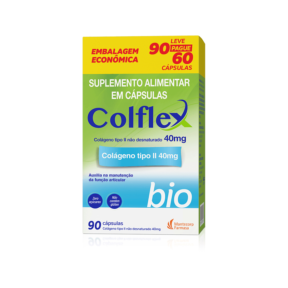 Colflex Bio Colágeno tipo II 40MG 90 Cápsulas Mantecorp Farmasa ...