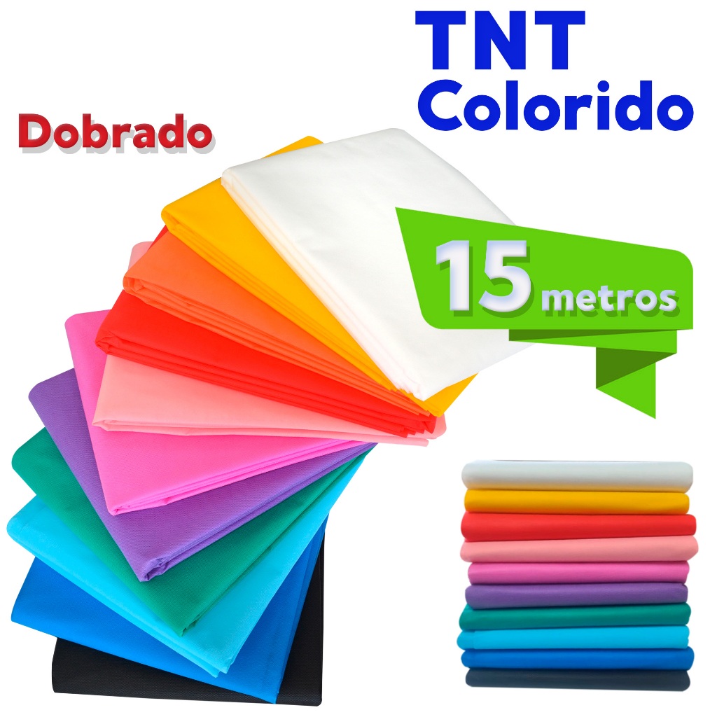 TNT Liso Colorido com 15 metros - 1,40m largura 40gm com Excelente ...