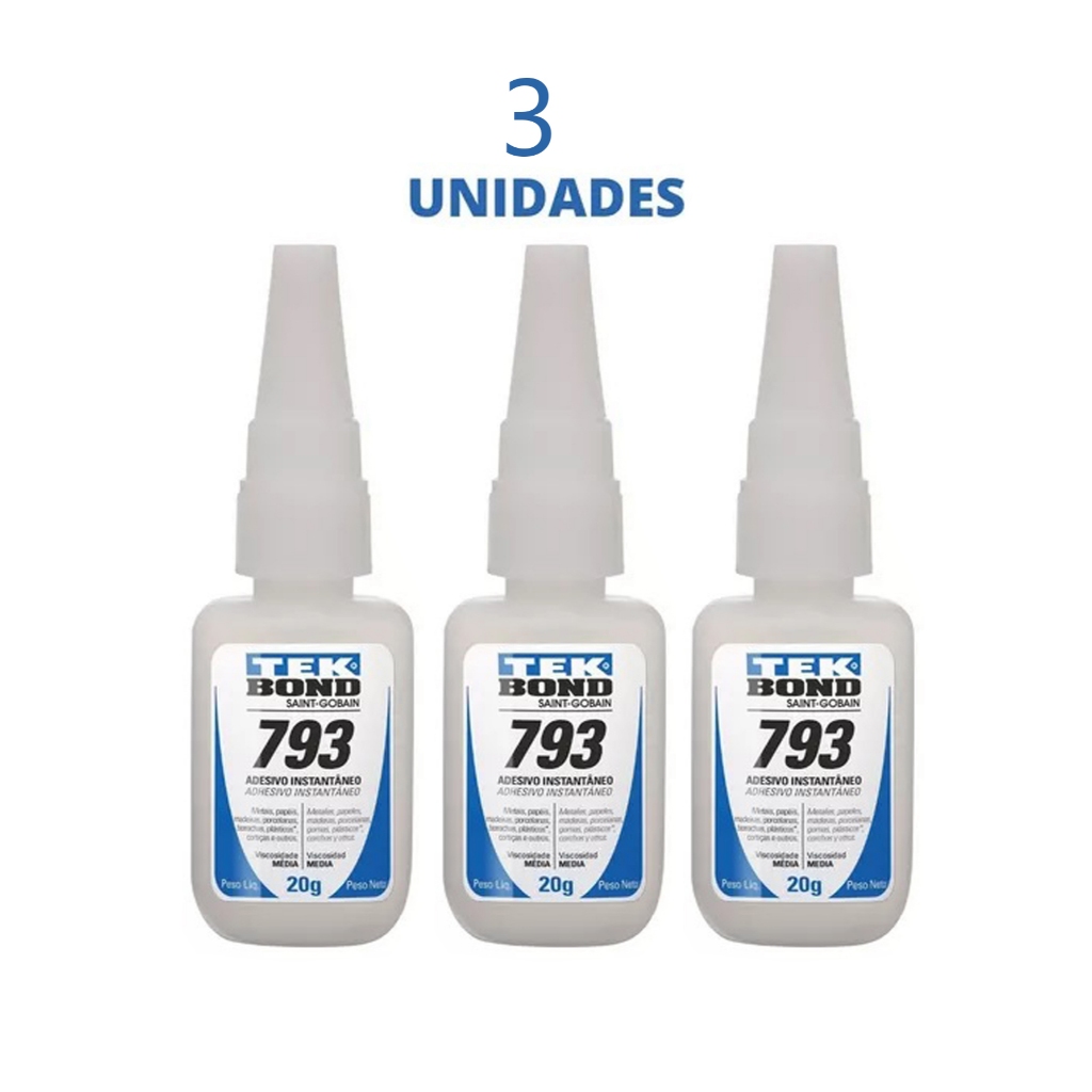 Kit Cola Instantânea Tek Bond 793 Super Bonder Ultra Forte Multiuso 20g ...
