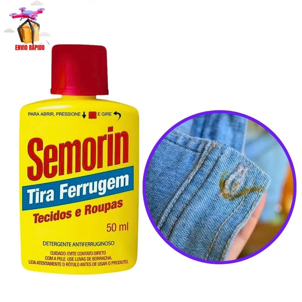 Semorin Tira Mancha De Ferrugem Detergente Líquido Pré Lavagem 50ml ...