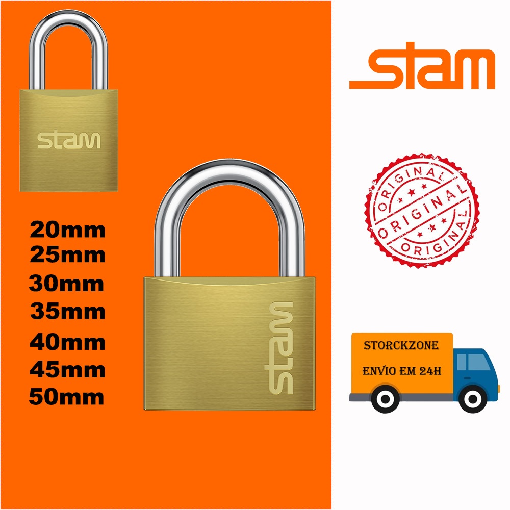 Cadeado com duas chave 20mm 25mm 30mm 35mm 40mm 45mm 50mm Original Stam zamac latonado | Shopee ...