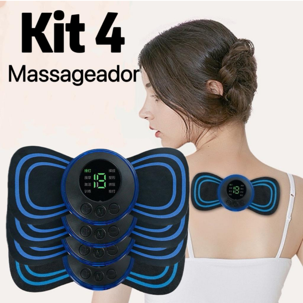 Kit 4 Massageador Mini EMS Estimulador Elétrico por Impulso Cervical ...