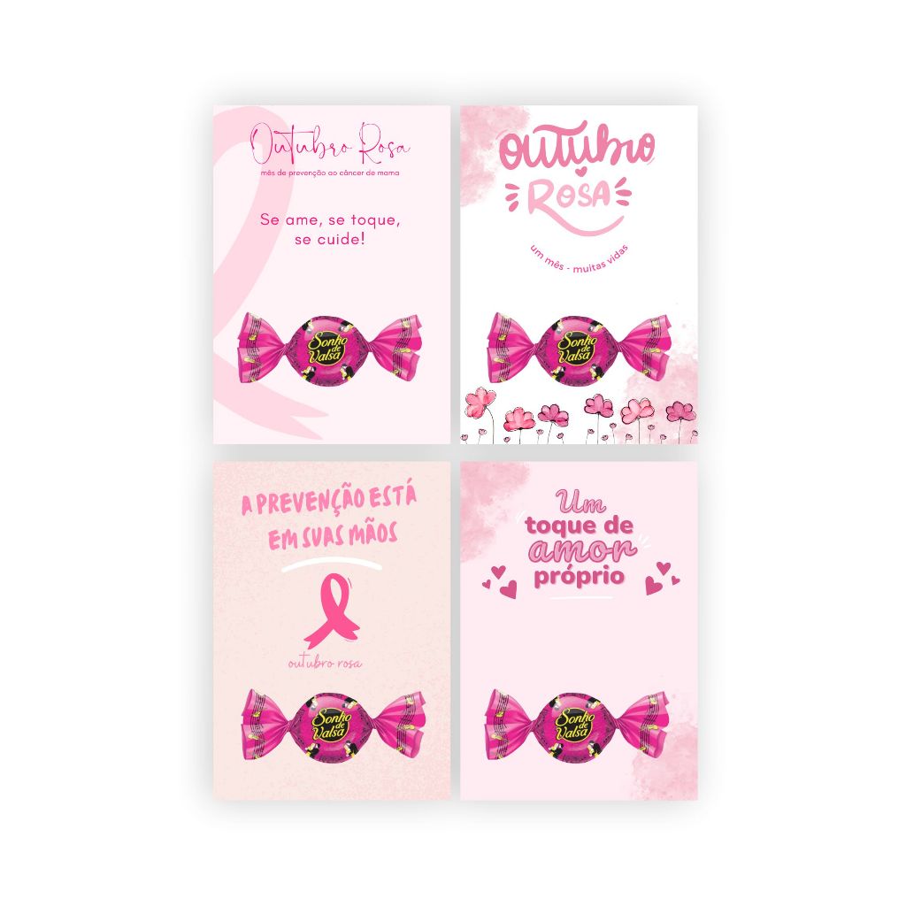 Cartões/ Card para mimo cliente Outubro Rosa (100un) Modelos Sortidos ...
