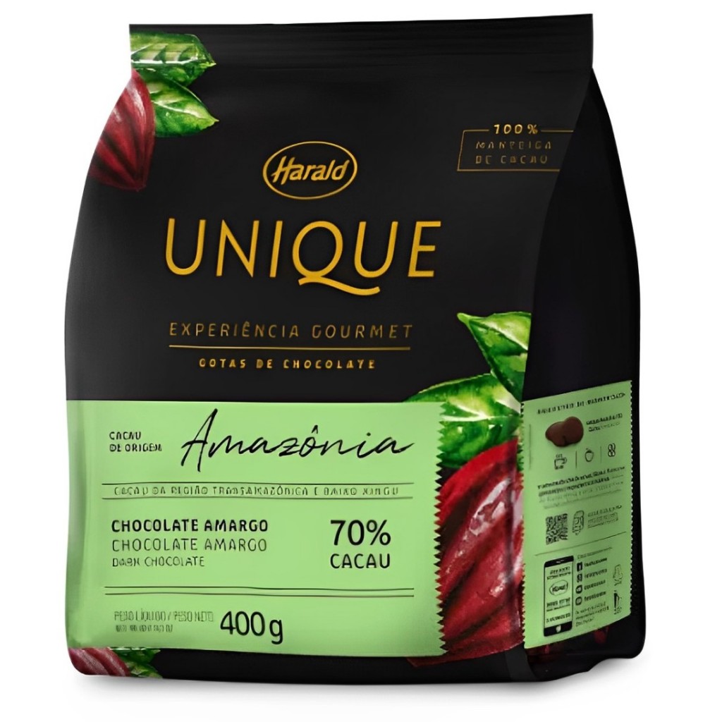 Chocolate Unique Amazônia 70% Cacau em Gotas 400g Harald | Shopee Brasil