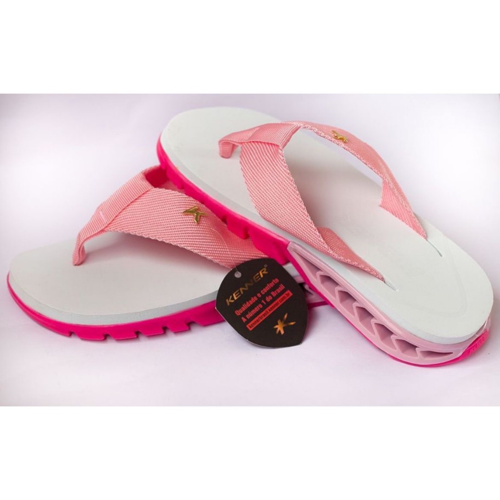 Chinelo Kenner Rakka Branco e Rosa Feminino - Conforto em Oferta ...