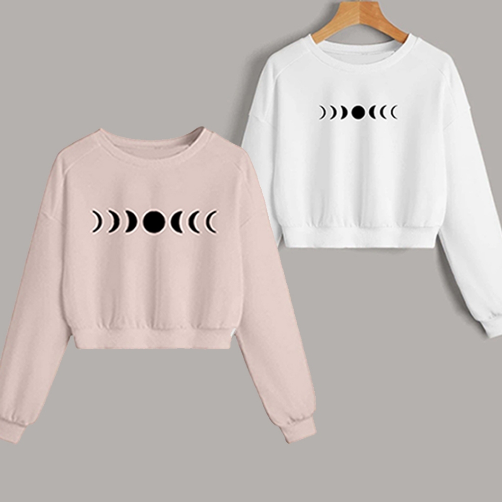 Kit 2 Cropped Moletom Premium Pelúciado Fases da Lua Envio em 24h | Shopee Brasil