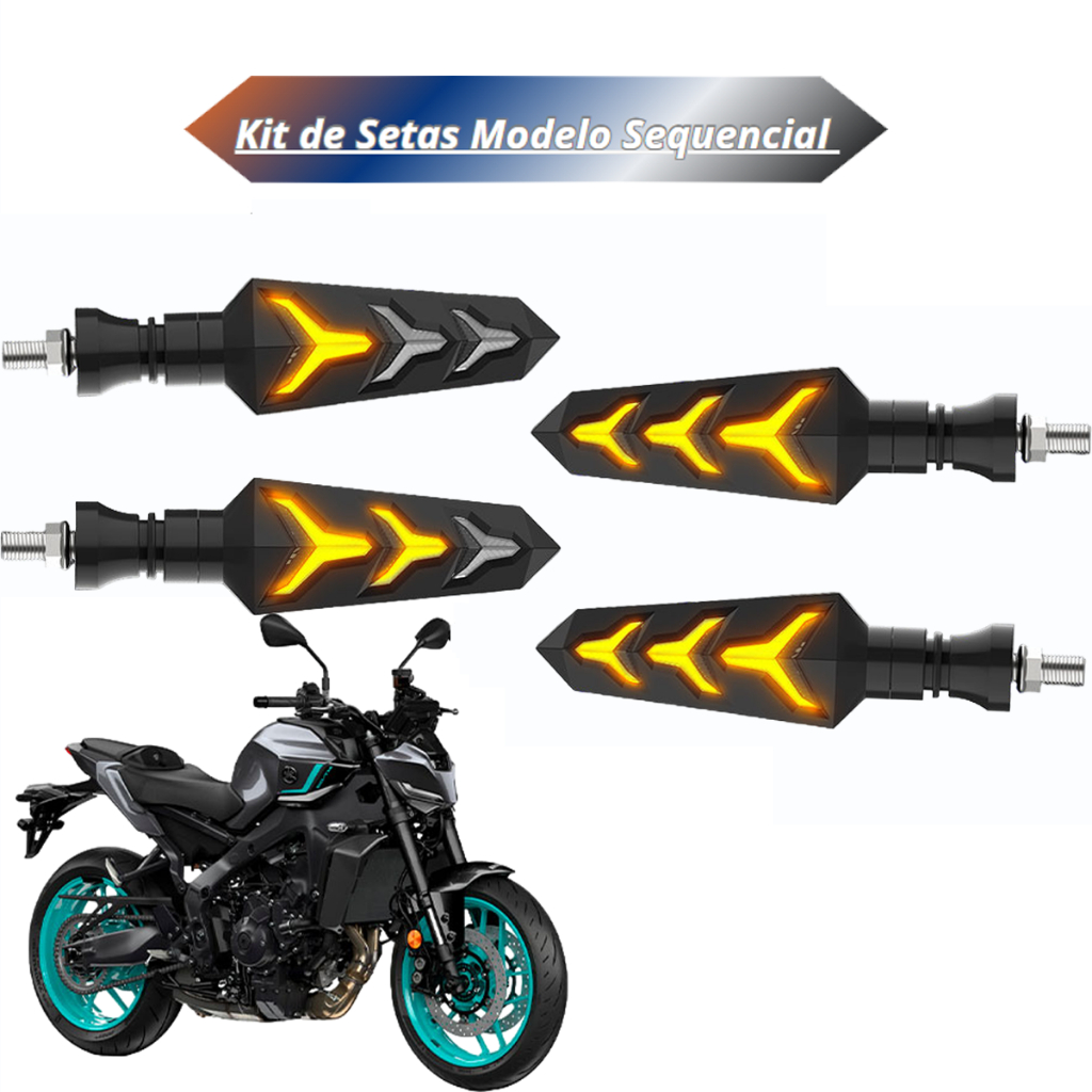 Kit 4 Seta Sequencial Pisca de Led Estrela Moto MT09 850cc Ano 2004 2005 2006 2007 2008 2009 ...