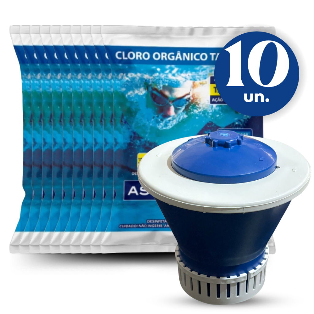 Kit 10 Pastilha Tablete Para Limpeza Piscina + 01 Margarida Clorador ...