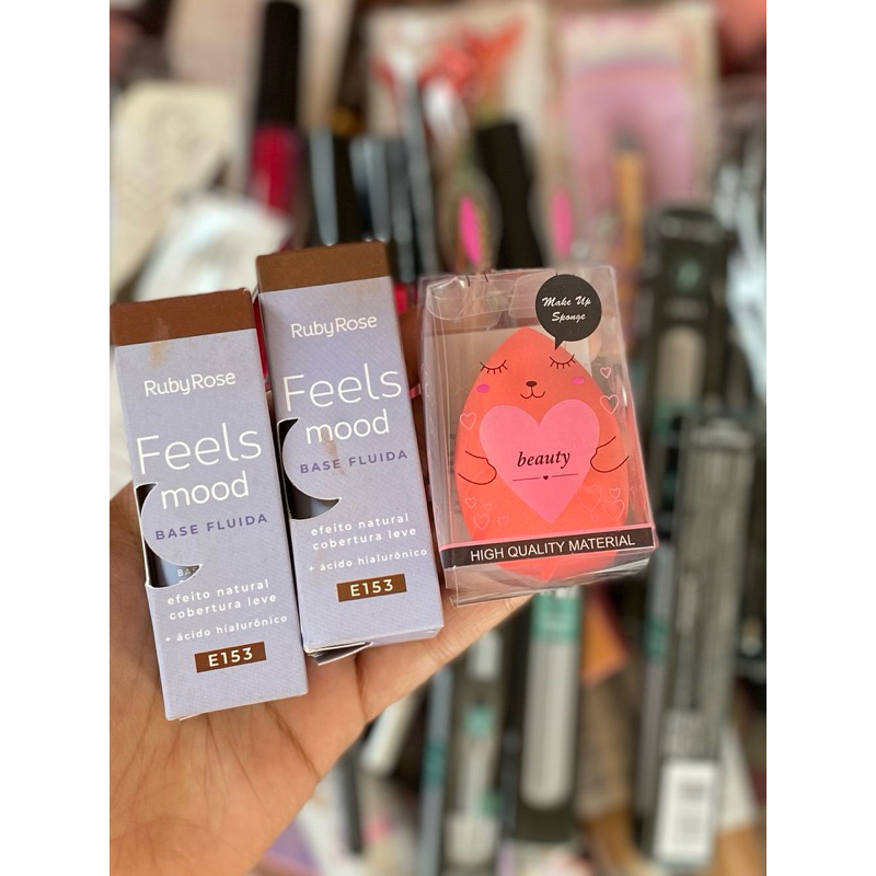 BASE FLUIDA RUBY ROSE PELE NEGRA COR E153 + BRINDE COBERTURA LEVE ...