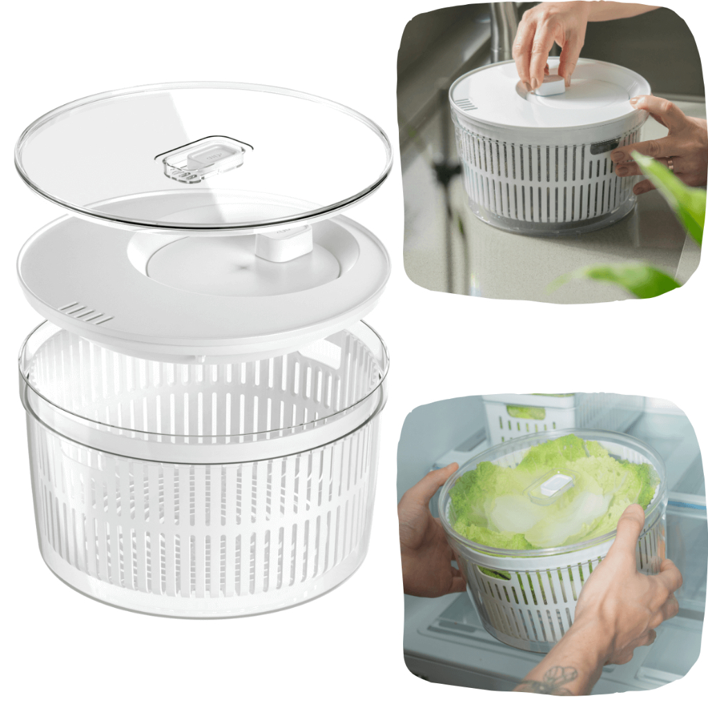 Kit Seca Salada Pote Organizador De Geladeira Centrífuga De Salada ...