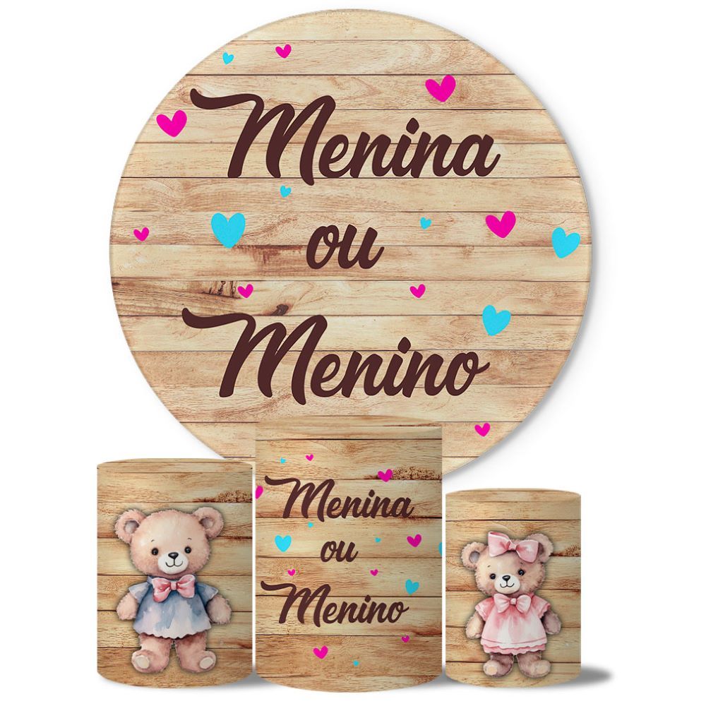 Trio Capas Cilindros + Painel Veste Fácil Tematico Chá Revelação ... Trio Capas Cilindros + Painel Veste Fácil Tematico Chá Revelação ...
