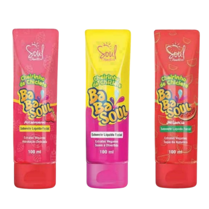 Kit 3 Sabonete Liquido Facial Cheirinho de Babalu Soul Cosméticos 100ml ...