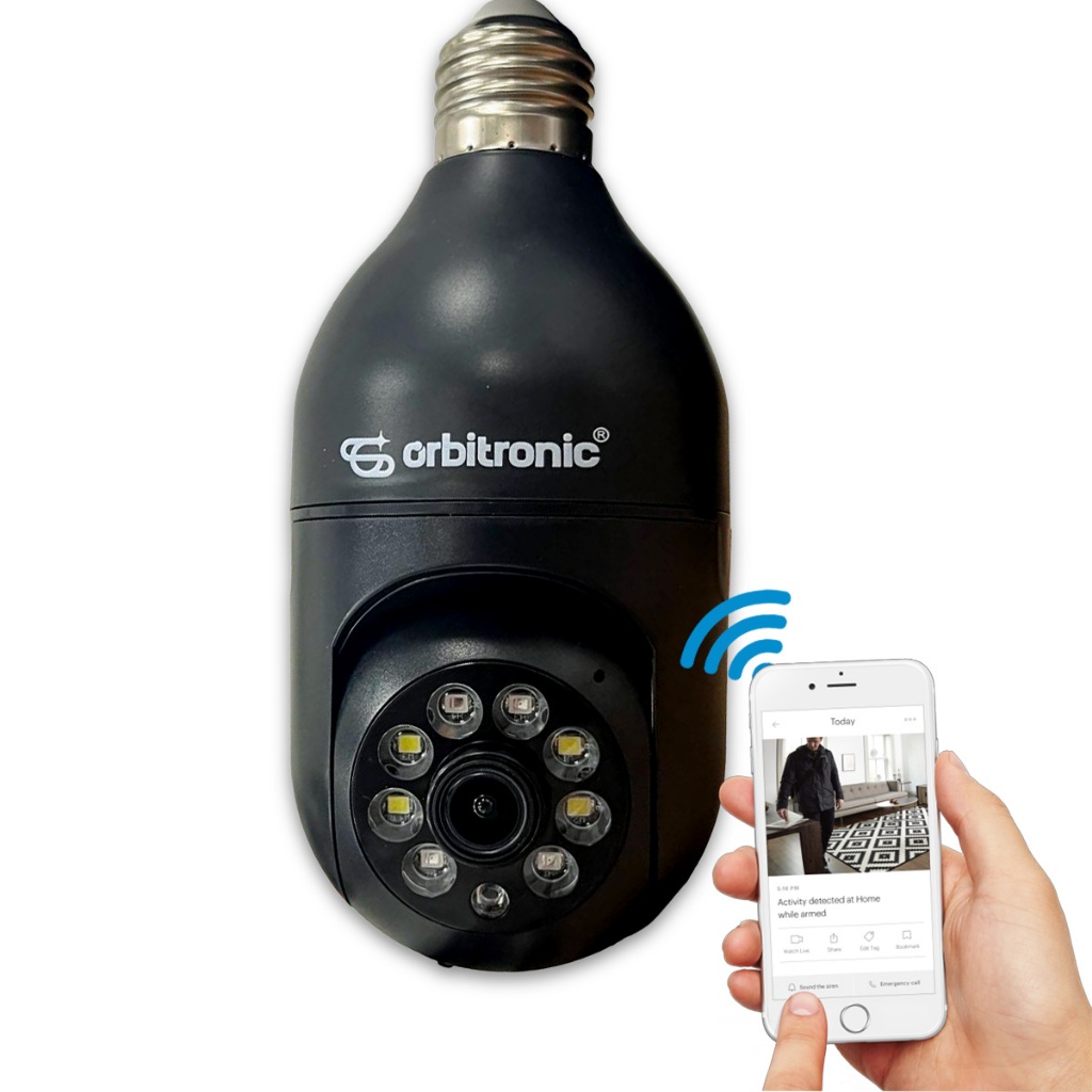 Camera Segurança Panoramica Lampada Wifi Espia C/rastreio Preta ...