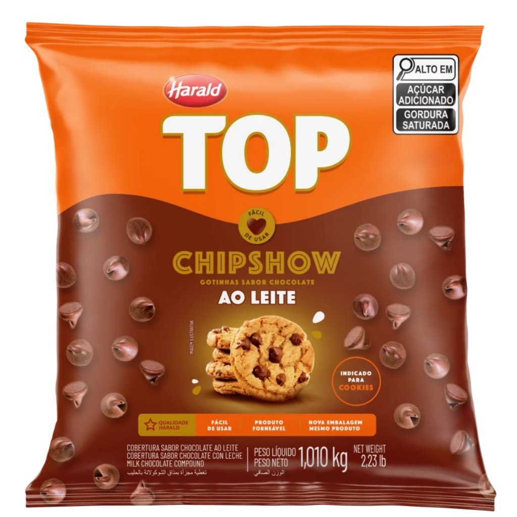 Chipshow TOP Chocolate Ao Leite em Gotas Forneável 1,01kg - Harald | Shopee Brasil