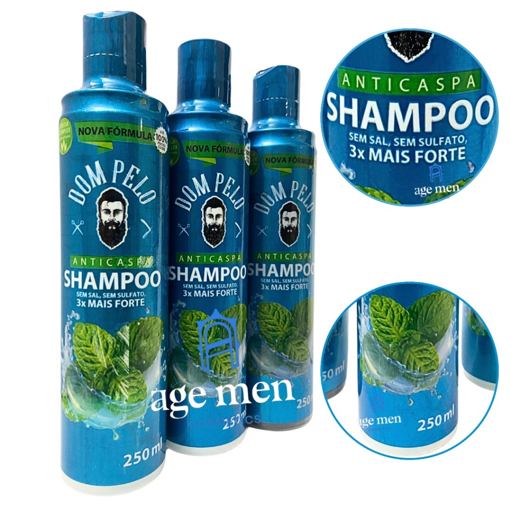 Kit 3 Shampoo Anti Caspa 250ml Dom Pelo Elimina Coceira Refrescante ...
