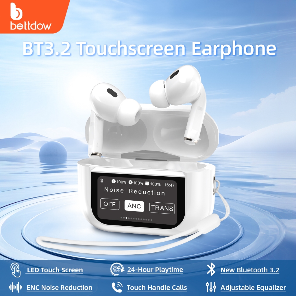 Fone de ouvido LCD Touch Screen ANC TWS Bluetooth Headset Touchscreen ...