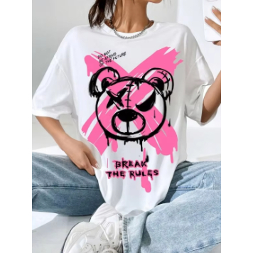 Camiseta Urso X Rosa Break The Rules | Shopee Brasil