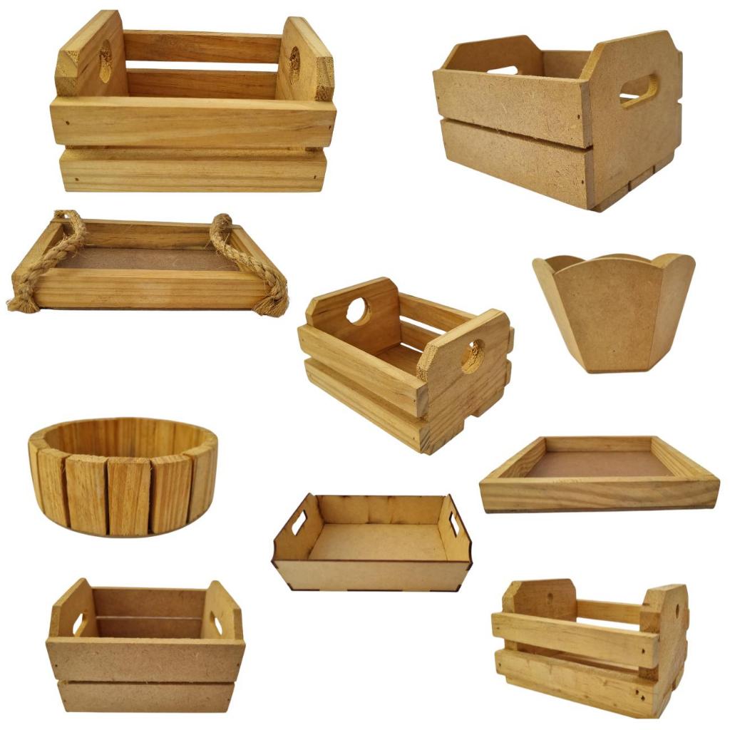 Kit 10 Mini Caixote Engradado Madeira MDF Artesanato Decoração | Shopee ...