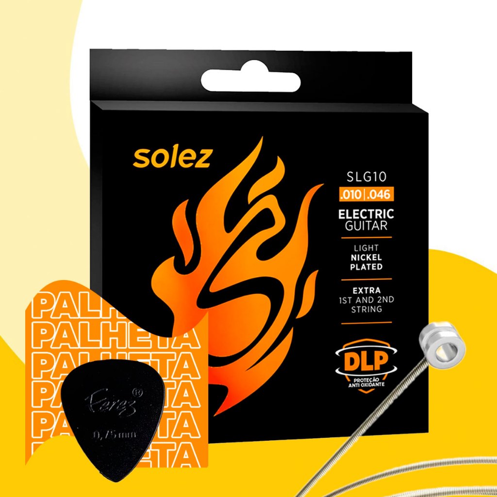 Jogo de Corda Encordoamento Solez Aço Para Guitarra SLG9 SLG10 SLG11 09 ...