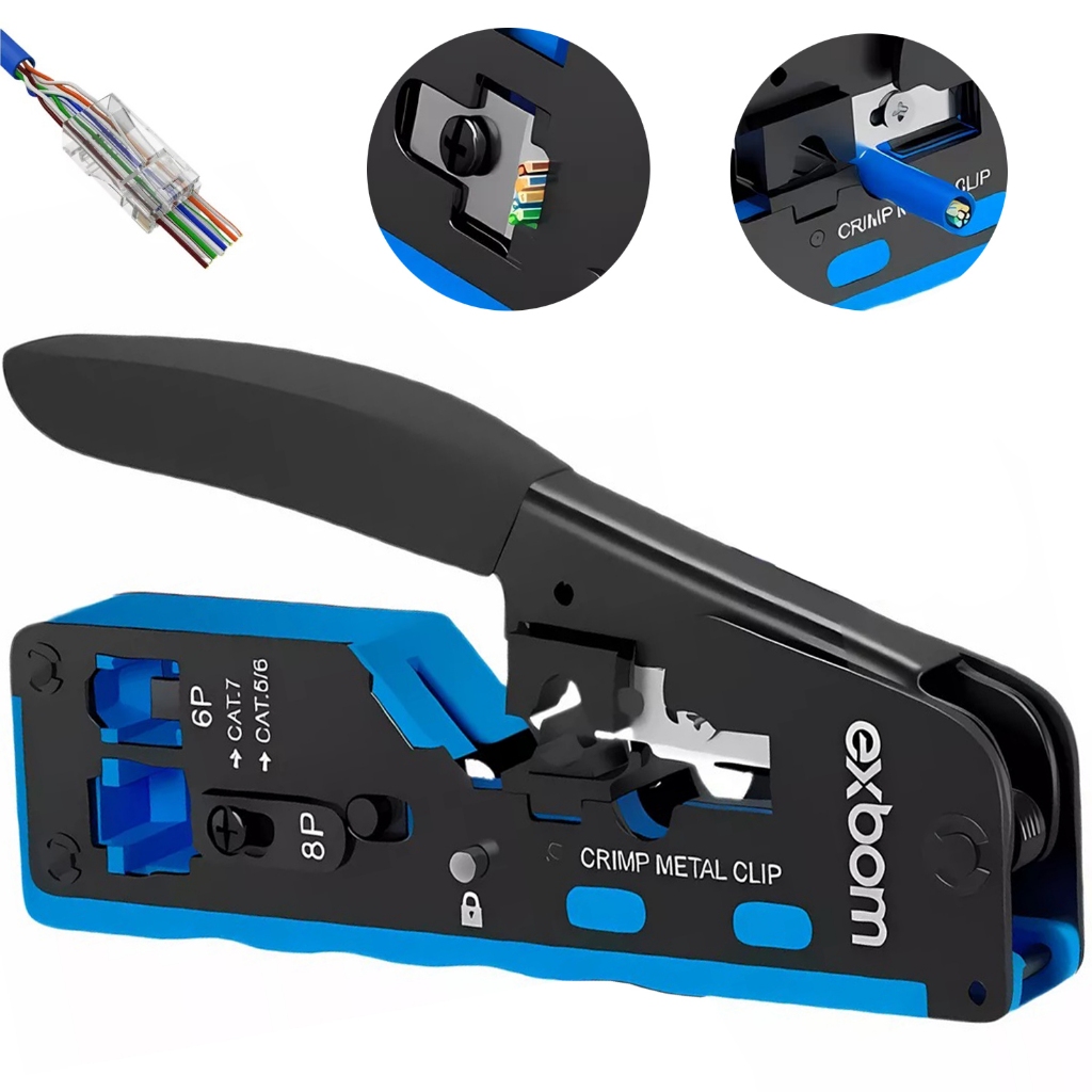 Alicate de Crimpagem RJ45 Ez Crimp Vazado e Normal Rj11 Cat5e Cat6 Cat7 ...