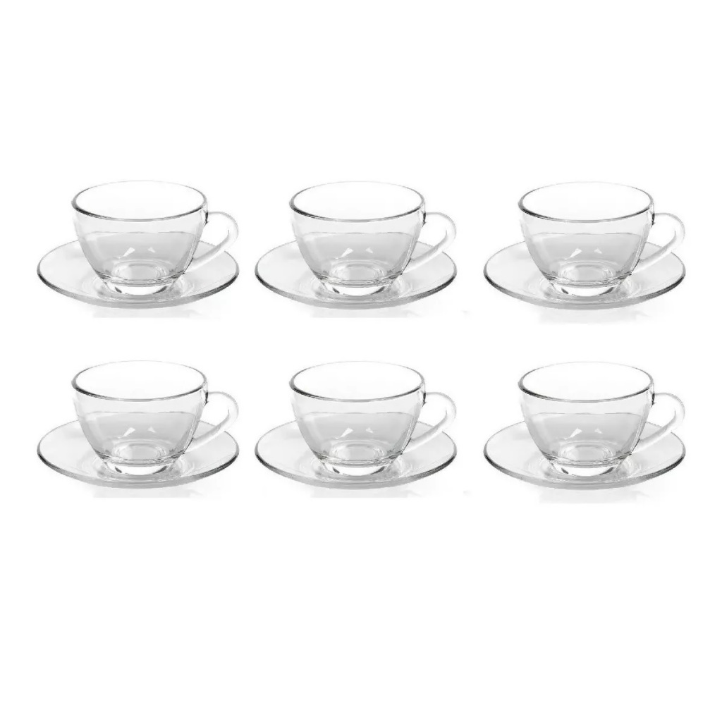 Jogo 6 Xícaras de Chá com Pires 240ml Vidro Astral Duralex Nadir | Shopee Brasil