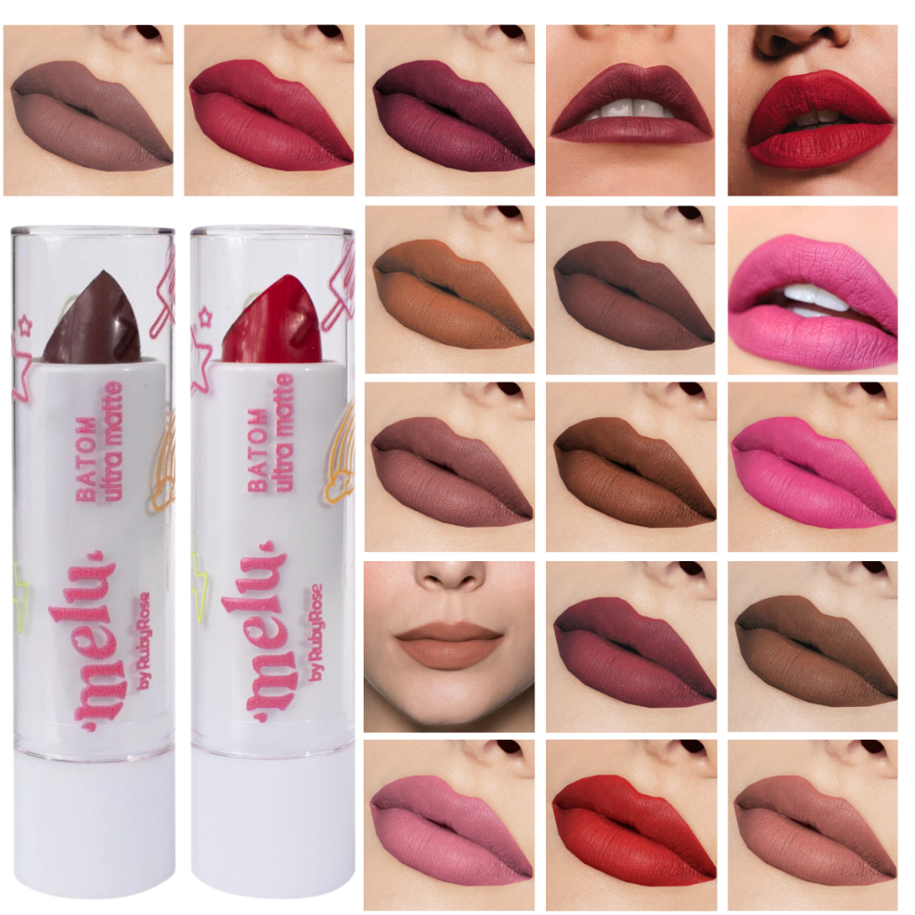Kit Batom Ultra Matte Melu Escolha sua Cor - Ruby Rose | Shopee Brasil