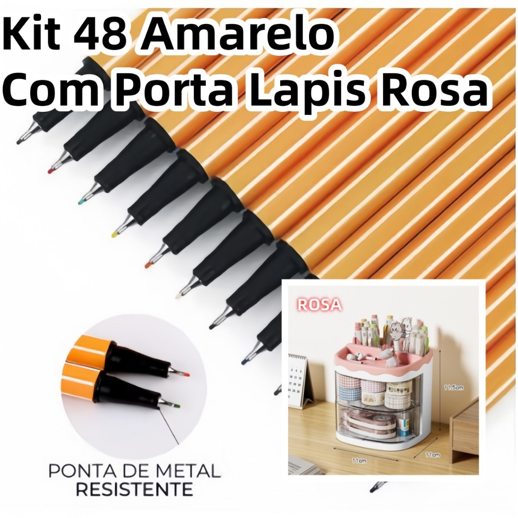 Kit 12/24 Canetas Fine Line Ponta Fina 0.4 mm 1ª Linha | Shopee Brasil