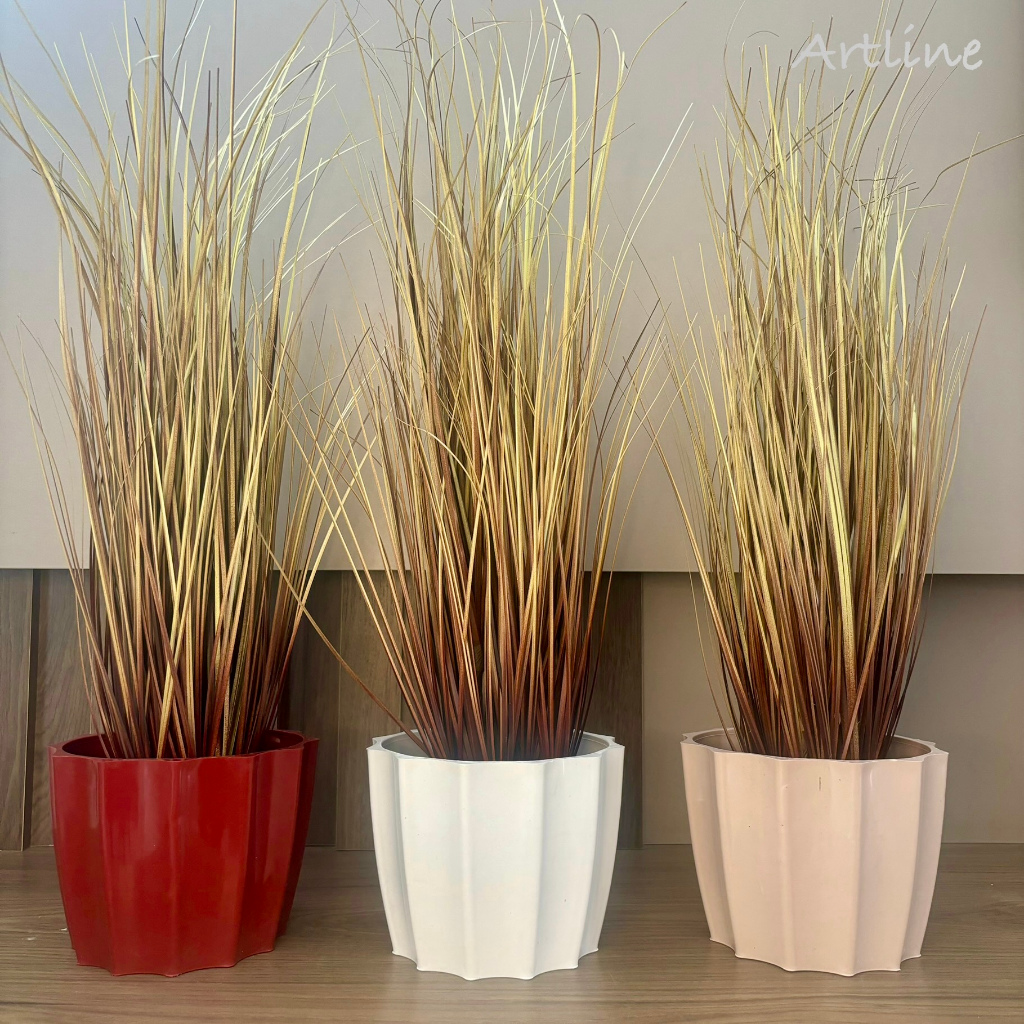 Planta Artificial Capim Seco com Vaso Decorativo(CAPIM+VASO+PEDRAS ...