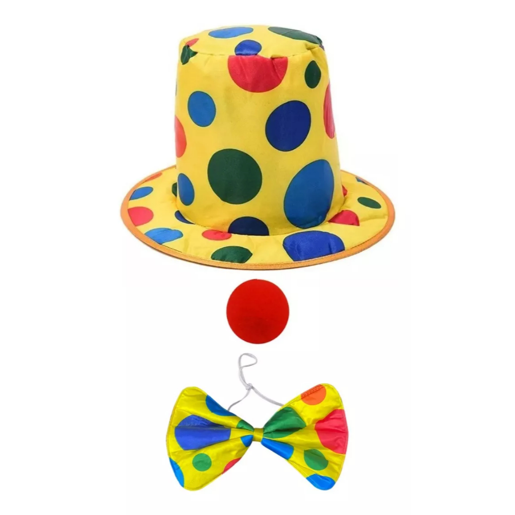 Kit Fantasia De Palhaço Com Cartola Gravata E Nariz Festa | Shopee Brasil