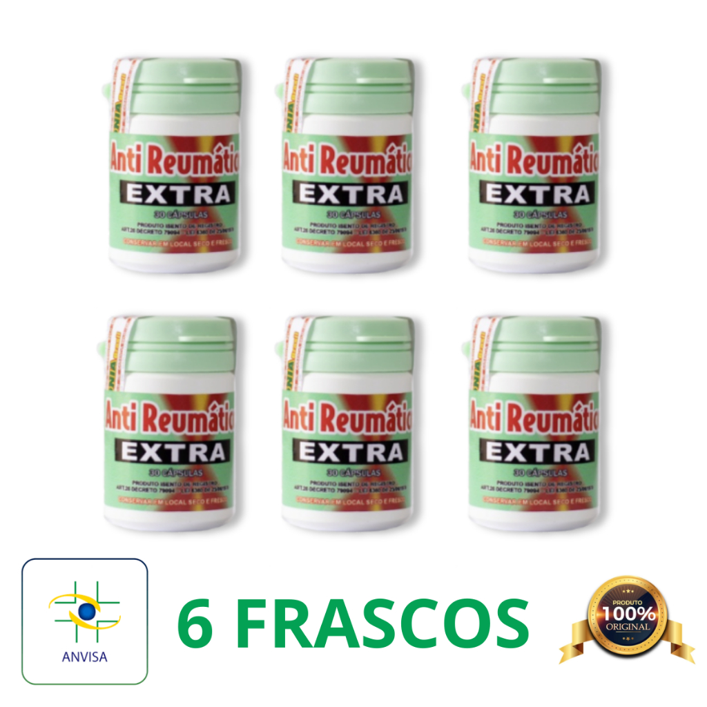 Kit 6 Frascos Suplemento Anti Reumatico Extra 30 caps 100mg | Shopee Brasil