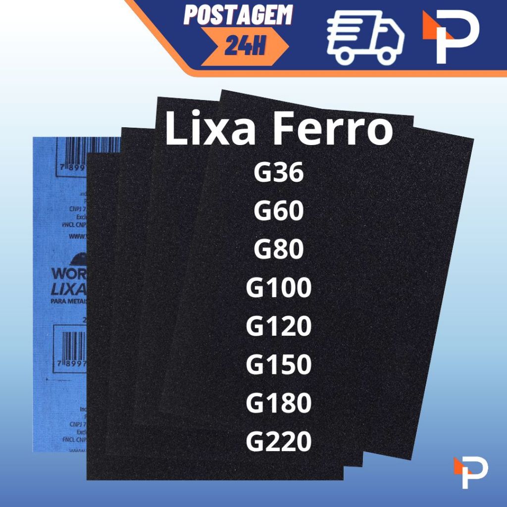 Lixas Lixa Ferro/Aço Grão 36, 60, 80 ,100, 120, 150 180 até 220 Remove ...