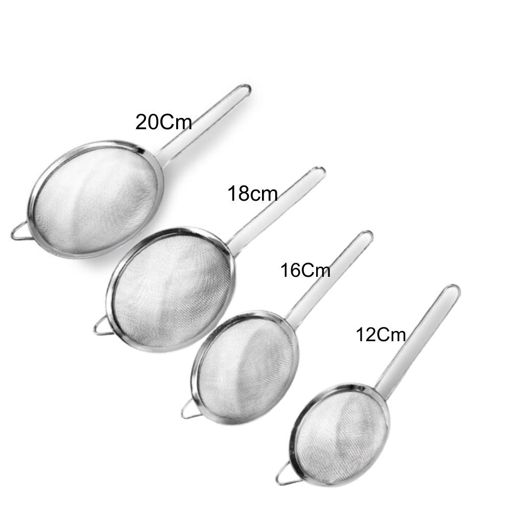 Kit 4 Peneira Coador Manual em Aço Inox 12-16-18-20cm – Ideal para ...